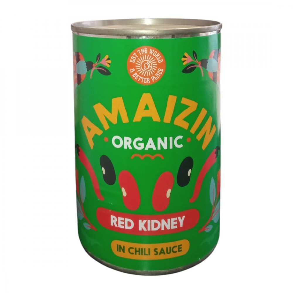 Bio Fasole rosie Kidney in sos de chilli conserva 400g Amaizin