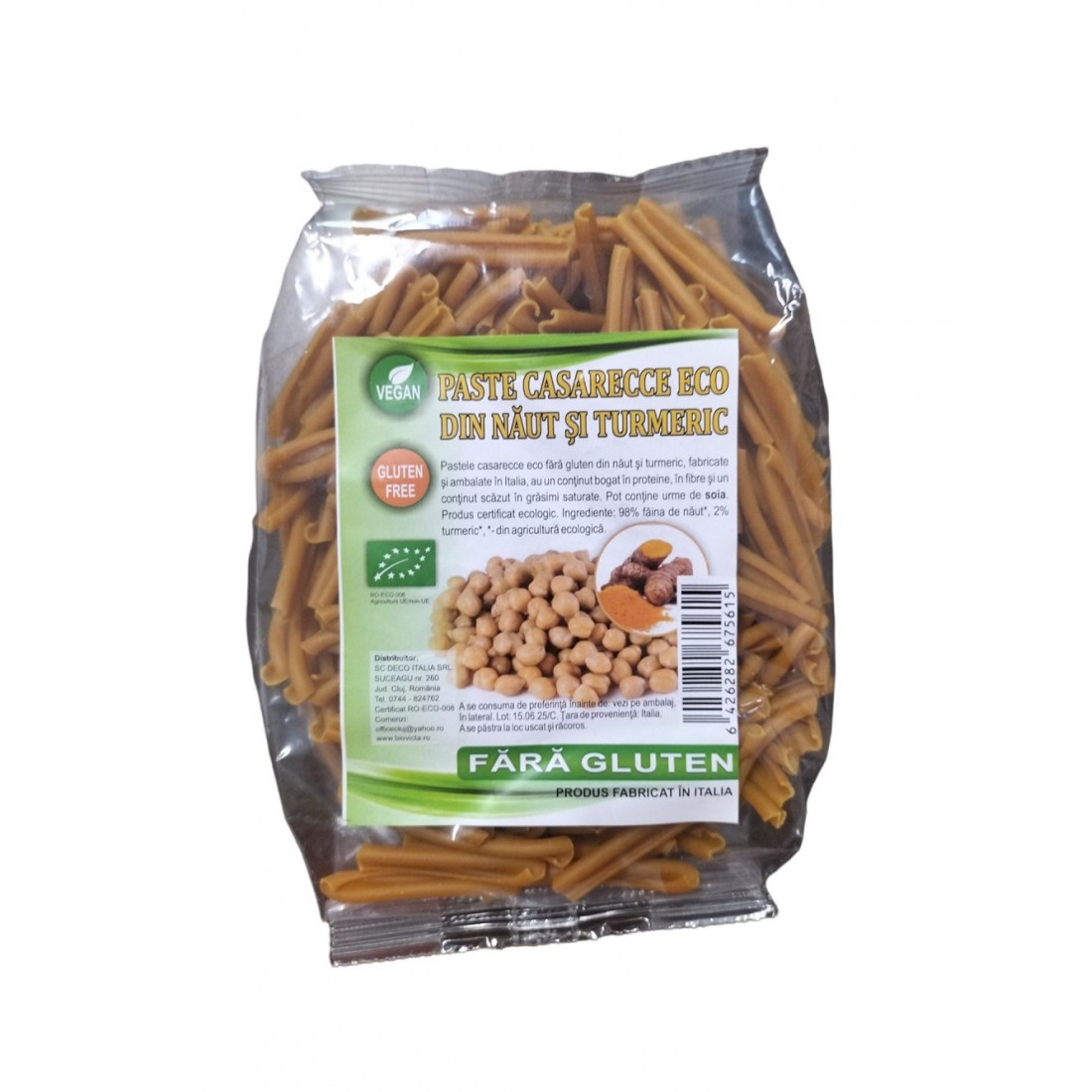 Bio Paste Casarecce din naut si turmeric 250g ,,fara gluten''